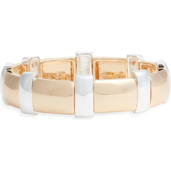 OPEN EDIT Metal Bar Stretch Bracelet - Goldilver