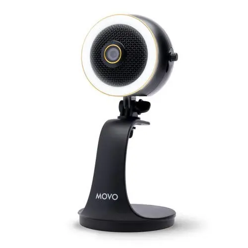 MOVO Webmic Hd Pro All-in-one Webcam With Mic And Ring Light In Silver - Black