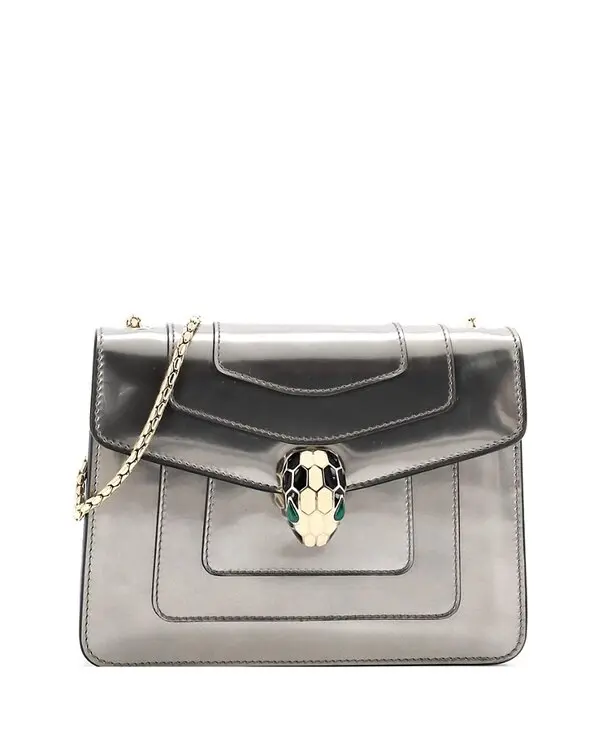 BVLGARI Small Serpenti Forever Square Shoulder Bag Metallic Leather