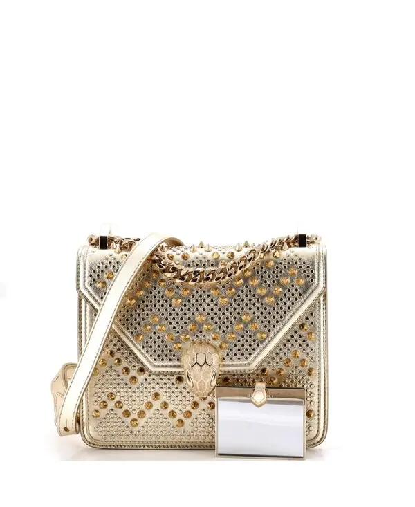 BVLGARI Small Serpenti Forever Square Shoulder Bag Full Studded Leather
