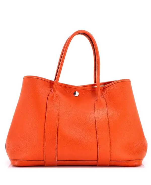 Hermès 36 Garden Party Tote Leather With Printed Interior - Orange