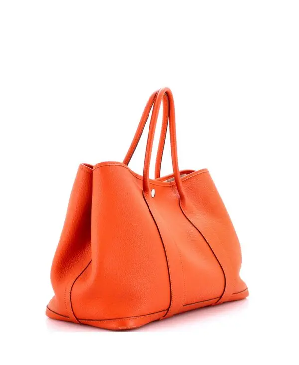 Hermès 36 Garden Party Tote Leather With Printed Interior - Orange