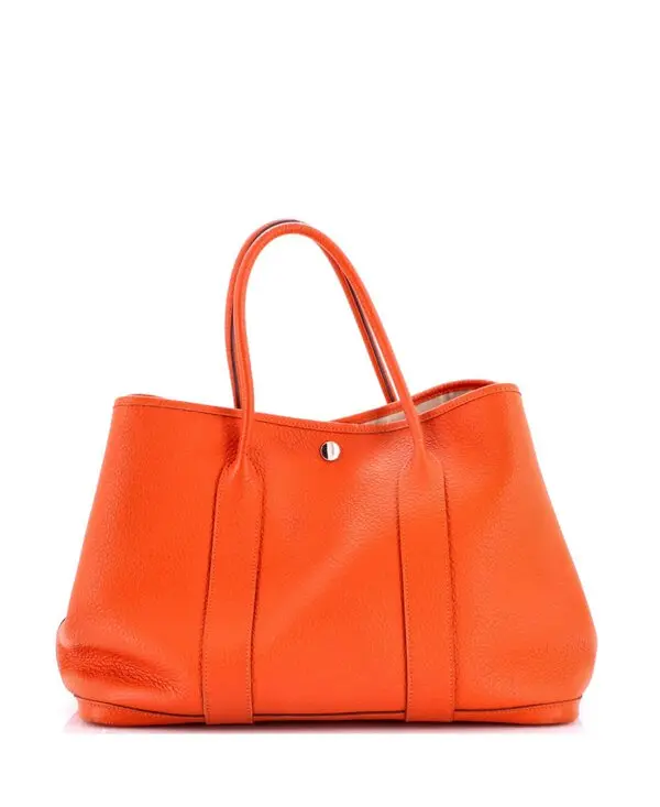 Hermès 36 Garden Party Tote Leather With Printed Interior - Orange