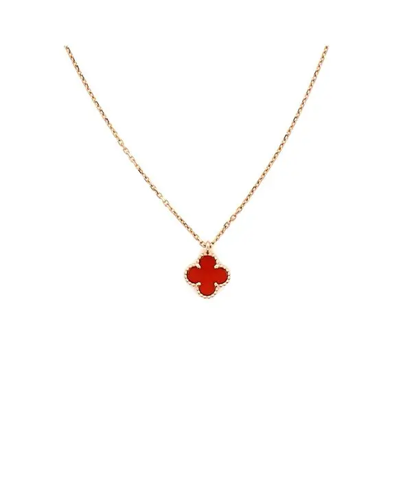 VAN CLEEF & ARPELS Sweet Alhambra Pendant Necklace 18k Rose Gold And Carnelian, 15.75 - Pink