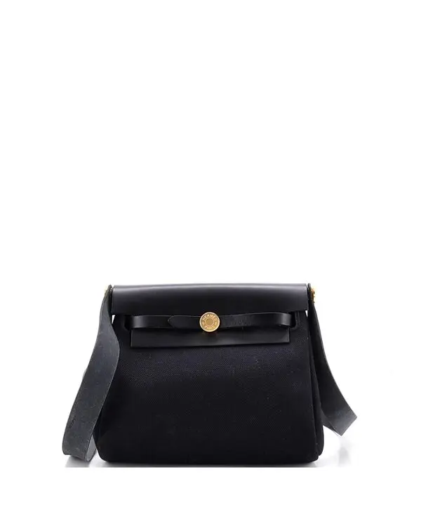 Hermès 20 Herbag Zip Toile And Leather - Black