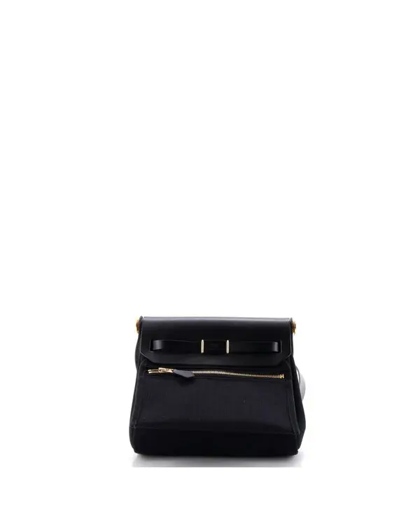 Hermès 20 Herbag Zip Toile And Leather - Black