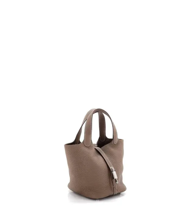 Hermès Pm Monochrome Picotin Lock Bag Clemence - Gray