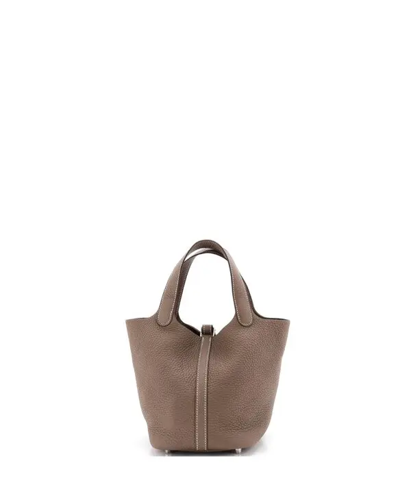 Hermès Pm Monochrome Picotin Lock Bag Clemence - Gray