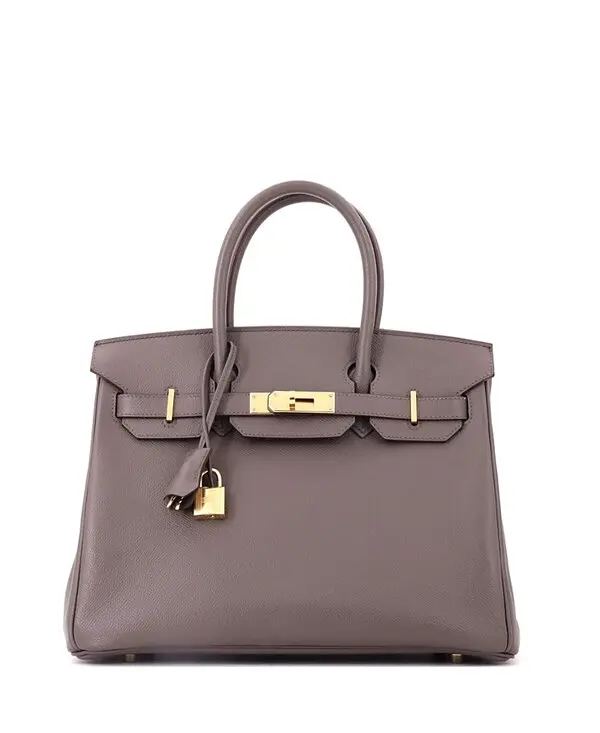 Hermès Birkin 30 Handbag Grey Epsom With Gold Hardware - Etain