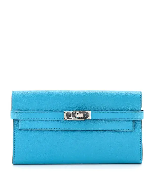 Hermès Long Kelly Wallet Chevre Mysore - Blue