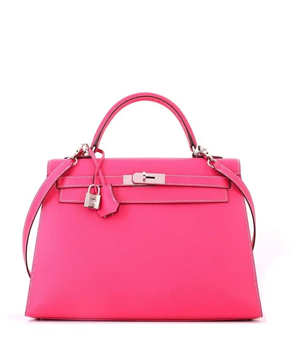 Hermès Kelly 32 Handbag Pink Epsom With Palladium Hardware - Rose Tyrien