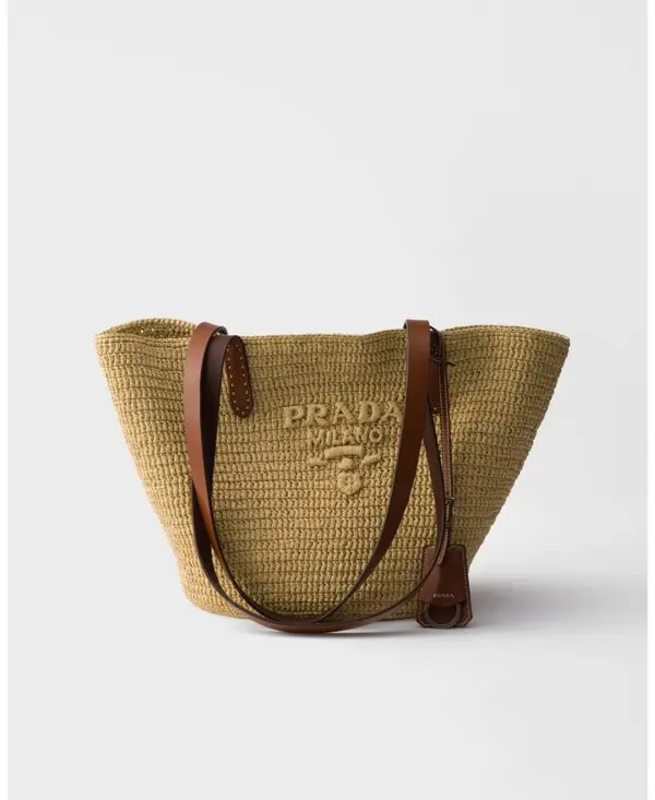 Prada Medium Crochet And Leather Tote Bag
