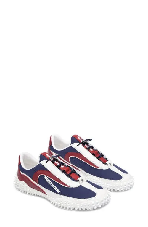 NAKED WOLFE Lace-up Sneaker - Red Blue White Nylon Leather
