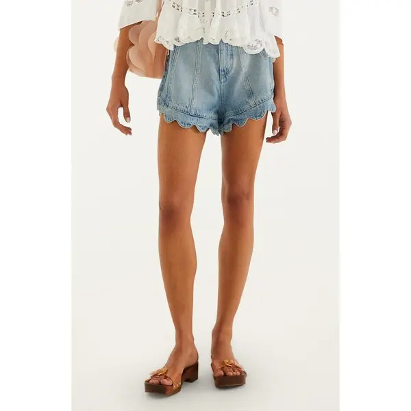 Farm Rio Romantic Ruffle Shorts - Denim
