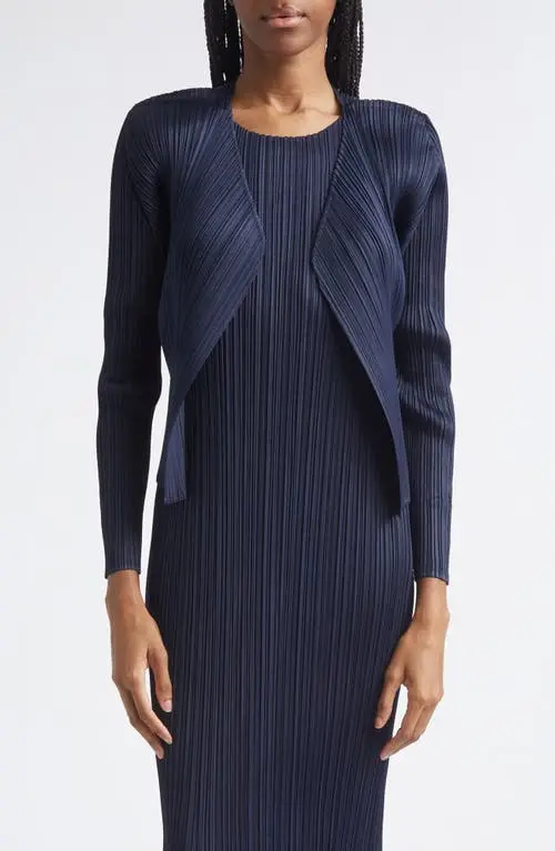 Issey Miyake Pleated Cardigan - Navy