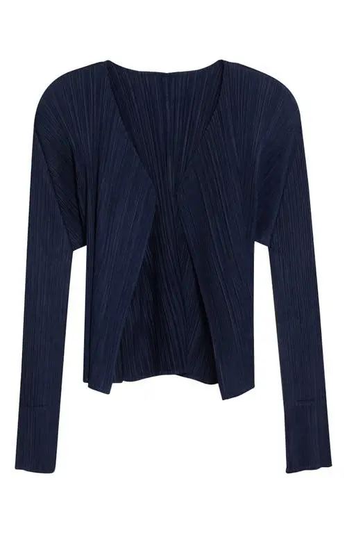 Issey Miyake Pleated Cardigan - Navy