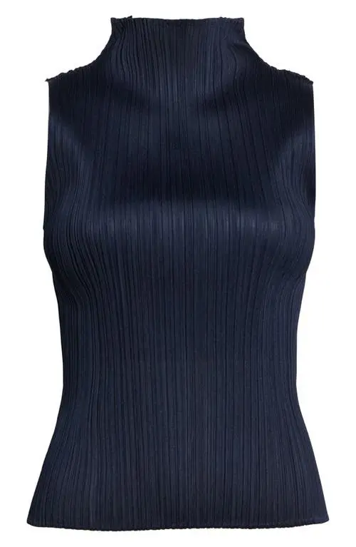 Issey Miyake Sleeveless High Neck Top - Navy