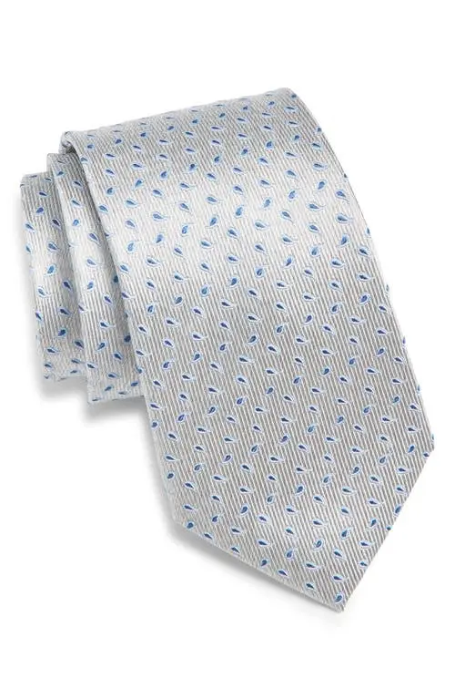 Nordstrom Paisley Silk Neck Tie - Silver