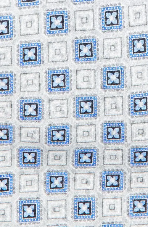Nordstrom Geometric Print Silk Neck Tie - Silver