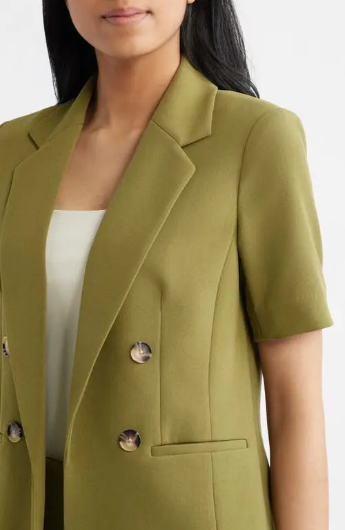 Anne Klein Short Sleeve Double Breasted Jacket - Bay Leaf