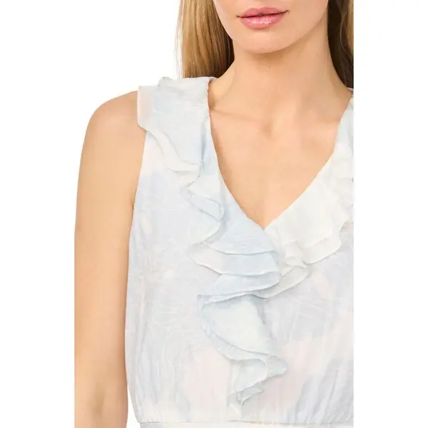 Halogen Ruffle Metallic Tie Waist Sleeveless Maxi Dress