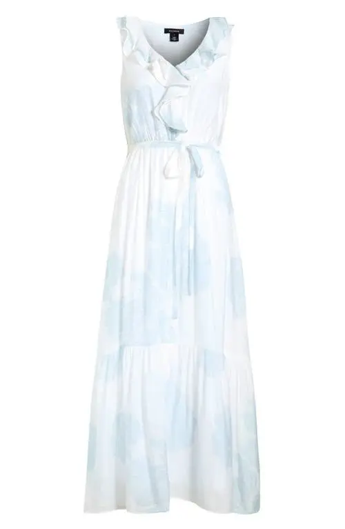 Halogen Ruffle Metallic Tie Waist Sleeveless Maxi Dress