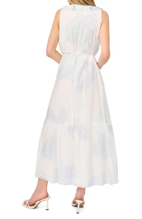 Halogen Ruffle Metallic Tie Waist Sleeveless Maxi Dress