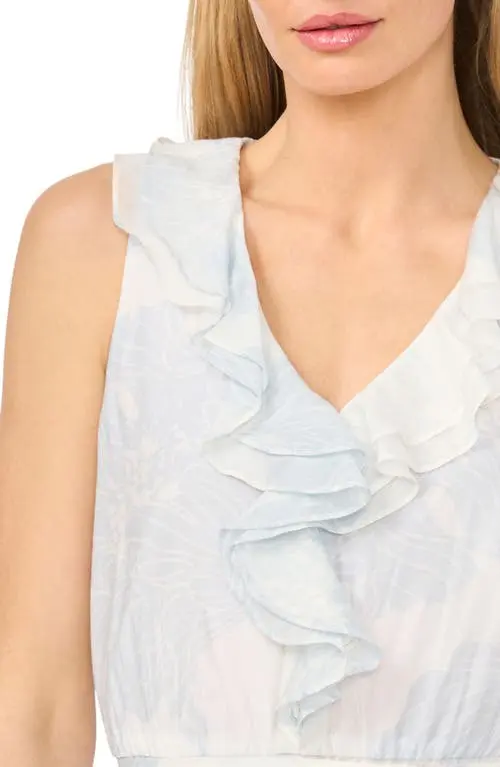 Halogen Ruffle Metallic Tie Waist Sleeveless Maxi Dress