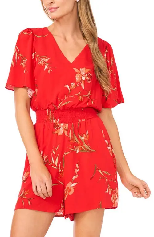 CECE DUPRAZ V-neck Flutter Sleeve Romper