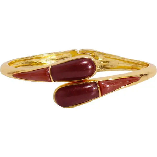 PETIT MOMENTS Thin Livorno Stone Wrap Cuff Bracelet - Gold/brown
