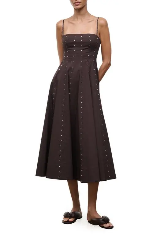 Staud Wylie Studded Sleeveless Maxi Dress - Earth Studs