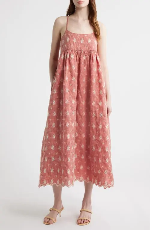 FRNCH Embroidered Eyelet Sleeveless Maxi Dress