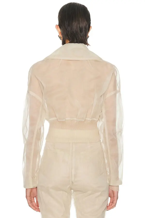 Rick Owens Dracucollar Cropped Bomber Jacket In Tan - Sand