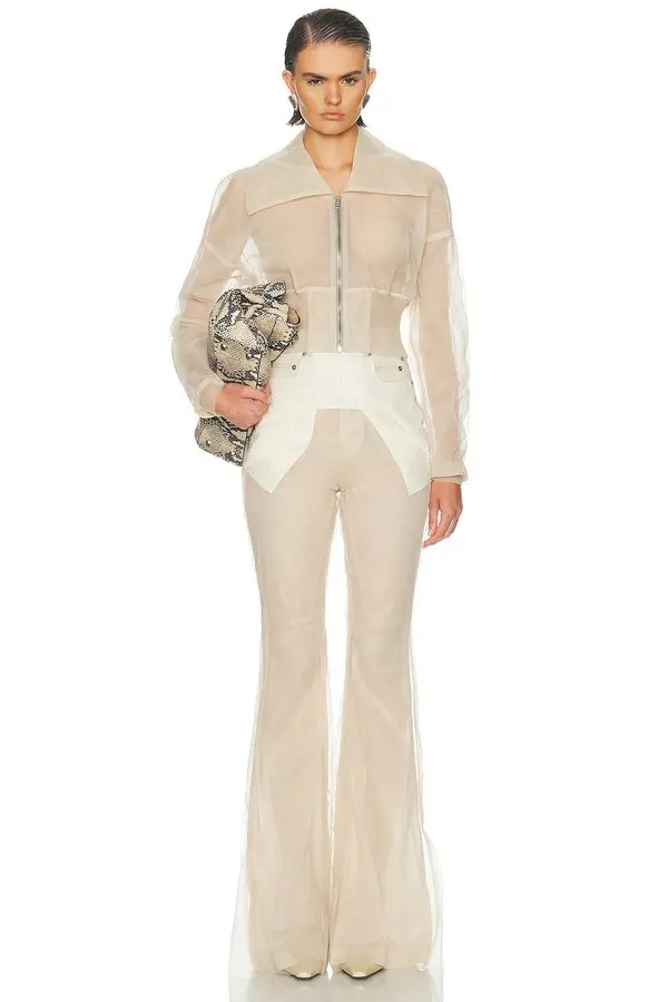 Rick Owens Dracucollar Cropped Bomber Jacket In Tan - Sand