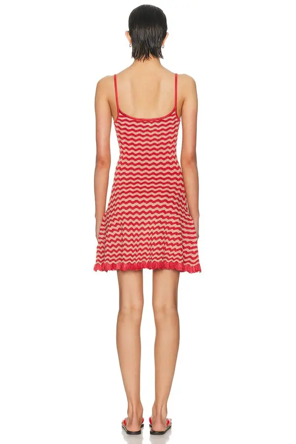 Solid & Striped Talia Dress Red Zigzag Knit Spaghetti Strap Mini Dress