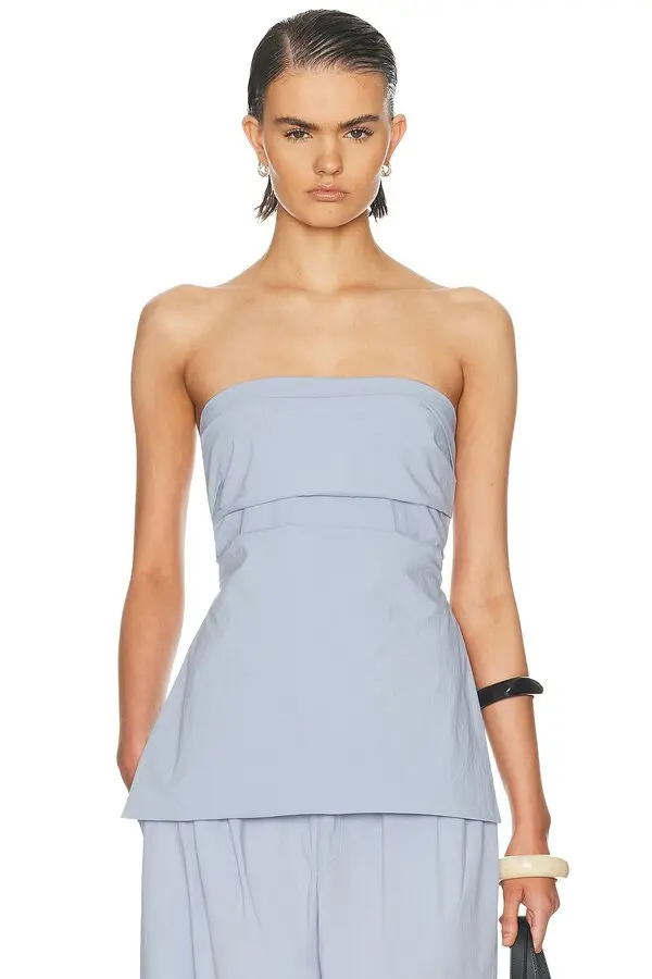 ST. AGNI Strapless Tie Back Top - Sky