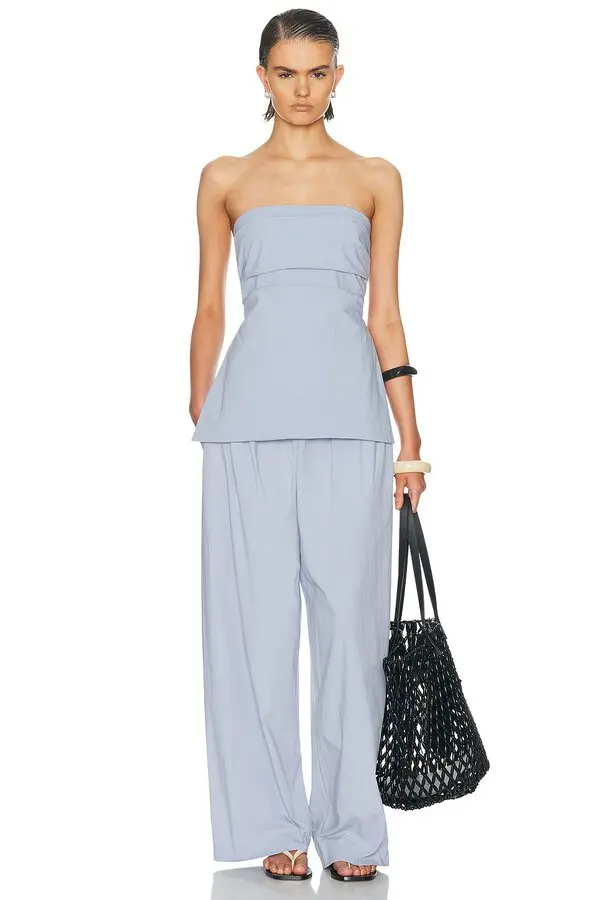 ST. AGNI Strapless Tie Back Top - Sky