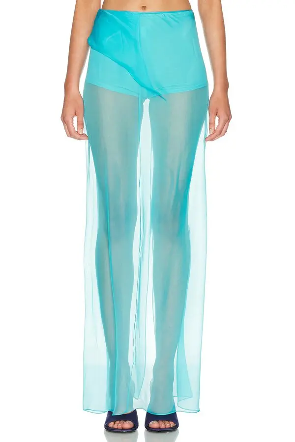 SEV Draped Chiffon Skirt - Turquoise