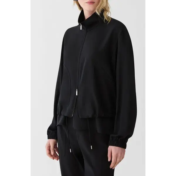 Lafayette 148 New York Stretch Organic Silk Georgette Bomber Jacket