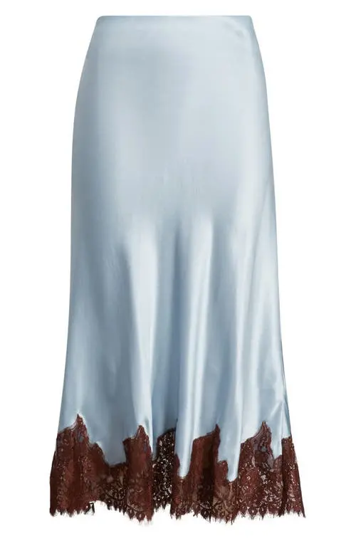 REFORMATION Carolina Lace Trim Silk Midi Skirt - Mineral