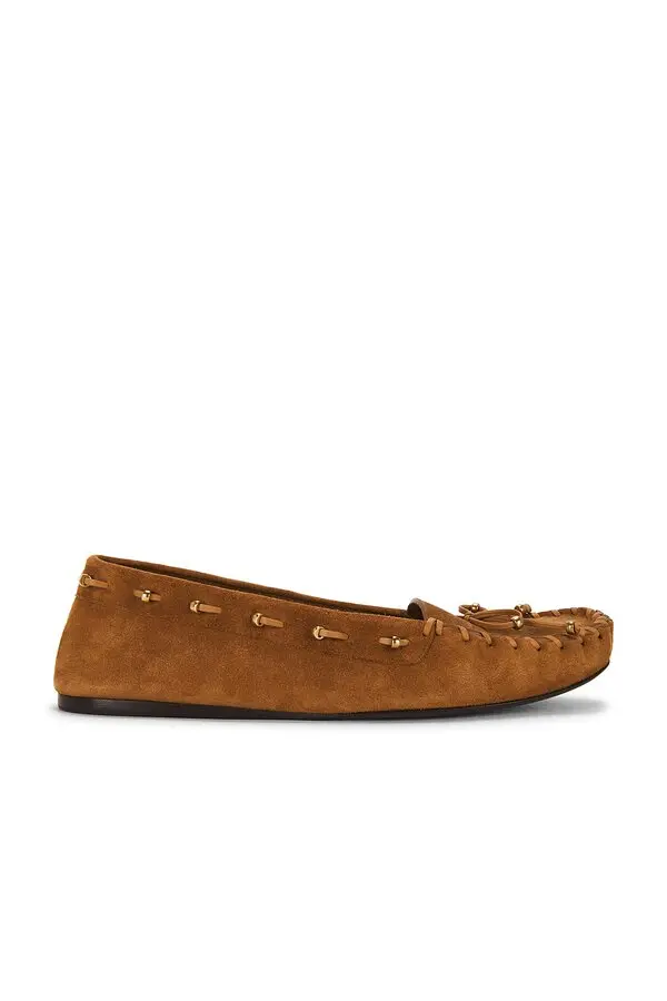Khaite Milly Flat Red Suede - Caramel