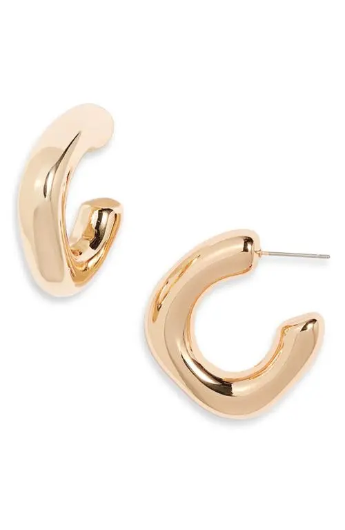 OPEN EDIT Puffy Square Hoop Earrings - Gold