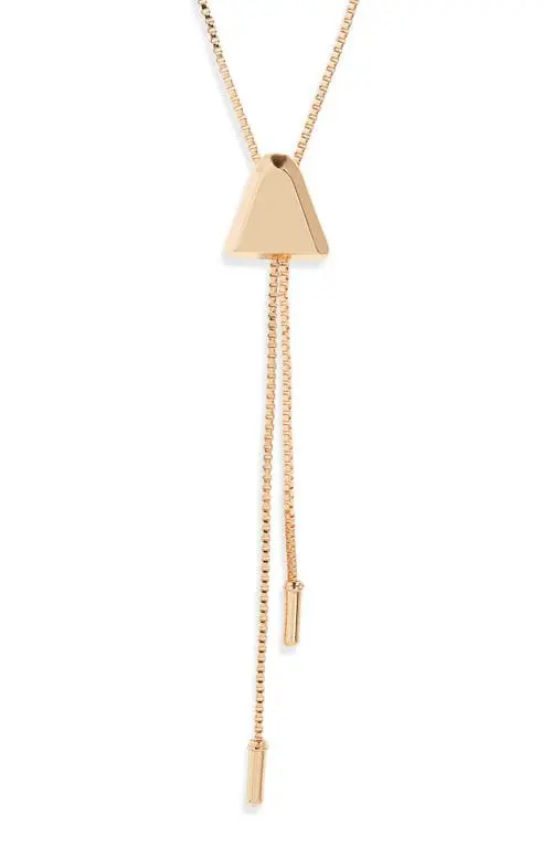 OPEN EDIT Geometric Box-chain Bolo Necklace - Gold