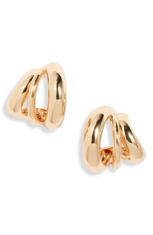 OPEN EDIT Curved Triple Hoop Earrings - Gold
