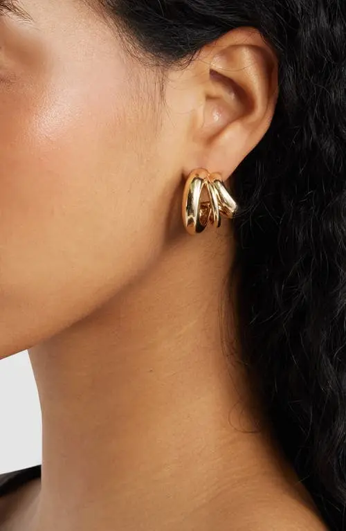 OPEN EDIT Curved Triple Hoop Earrings - Gold