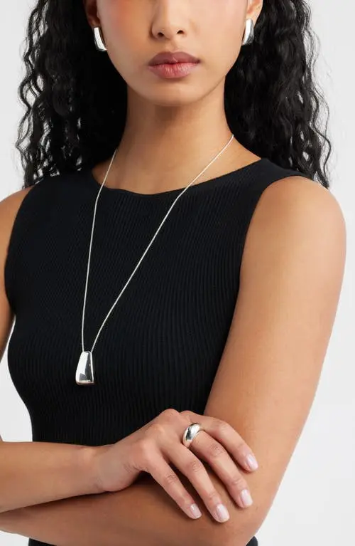 OPEN EDIT Box Chain Pendant Necklace - Silver