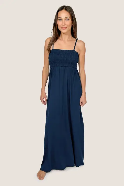 JJWINKS Montecito Maxi Dress With Smocked Bodice - Navy
