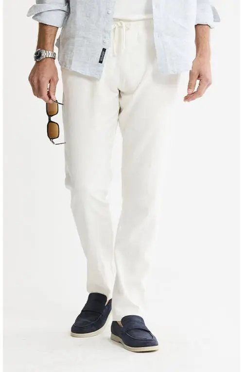 JACHS Linen Blend Drawstring Pants - White