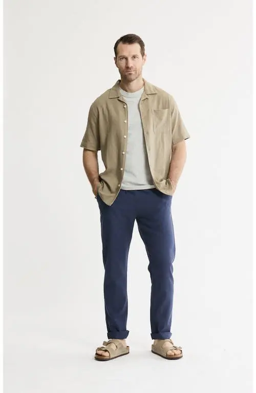 JACHS Linen Blend Short Sleeve Camp Shirt - Mocha