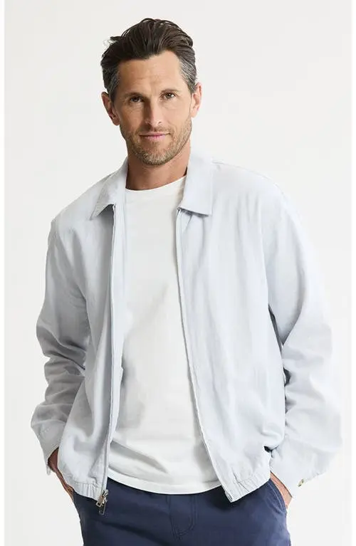 JACHS Linen Blend Zip-up Jacket - Light Grey